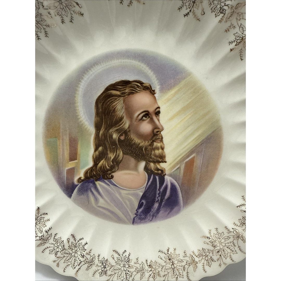 Vintage Religious Jesus Inspiration Christianity Plate Sanders 23k Gold ...