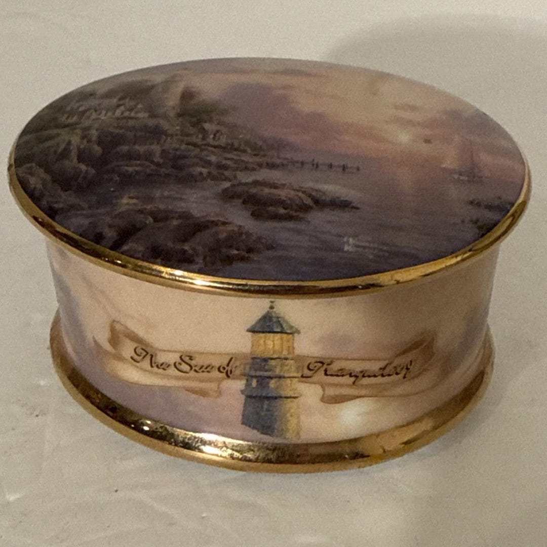 1999 Thomas Kinkade Guiding Lights Music Trinket Box the Sea of ...
