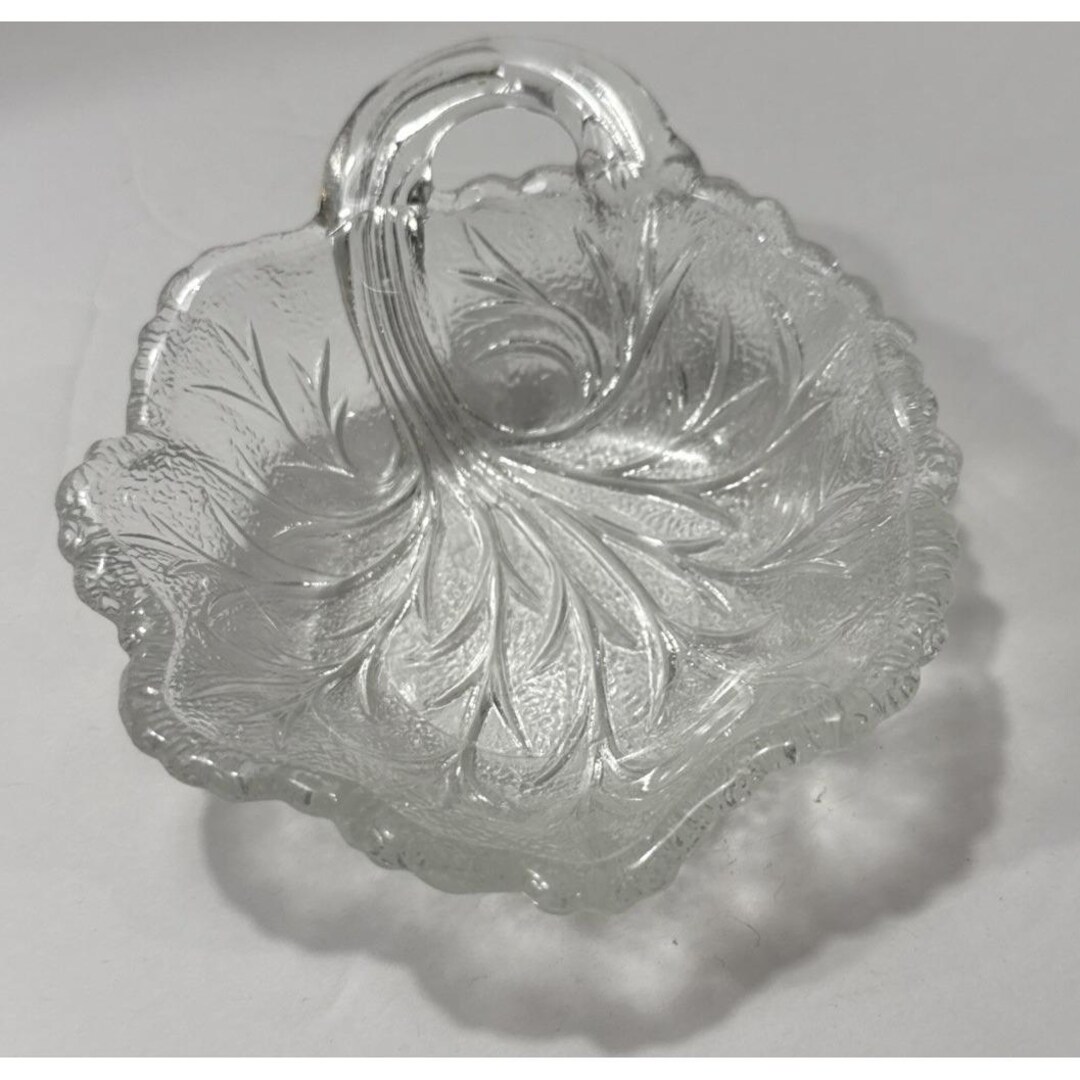 Vtg Indiana Glass Co. Textured Glass Leaf Shaped Candy/nut/dessert ...
