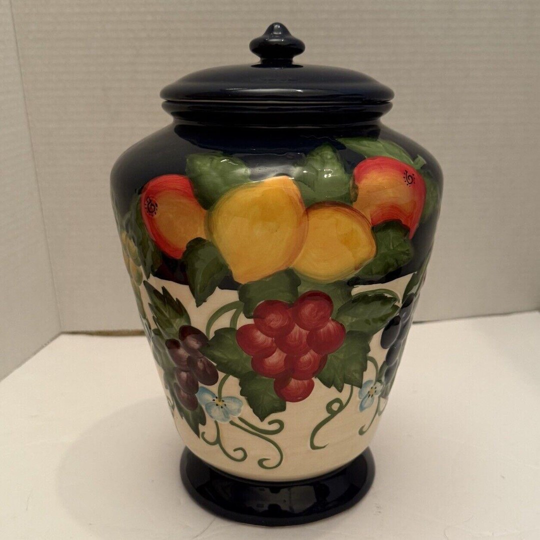 Biscotti Ceramic 12" Canister Cookie Jar-hand Painted for Nonni-fruit ...