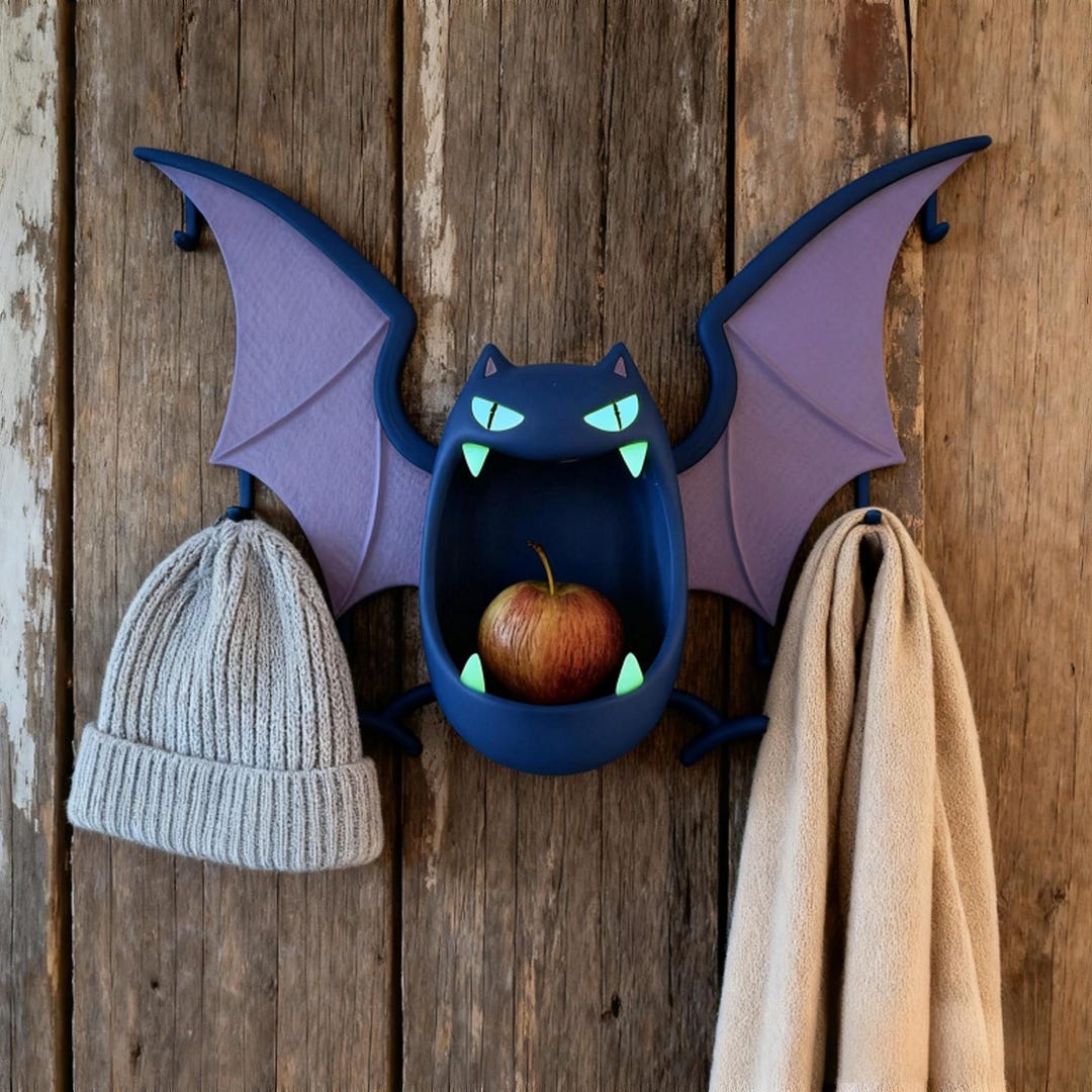 Halloween Bat Wall Storage Organizer – Cute Big-mouth Bat Hanger for ...