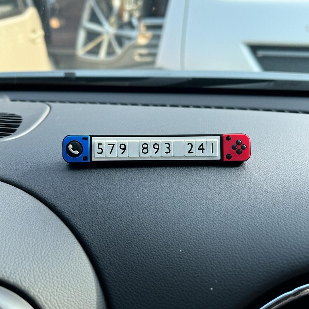 Nintendo Switch Style Dashboard Phone Number Plate, Fun Car Accessory ...