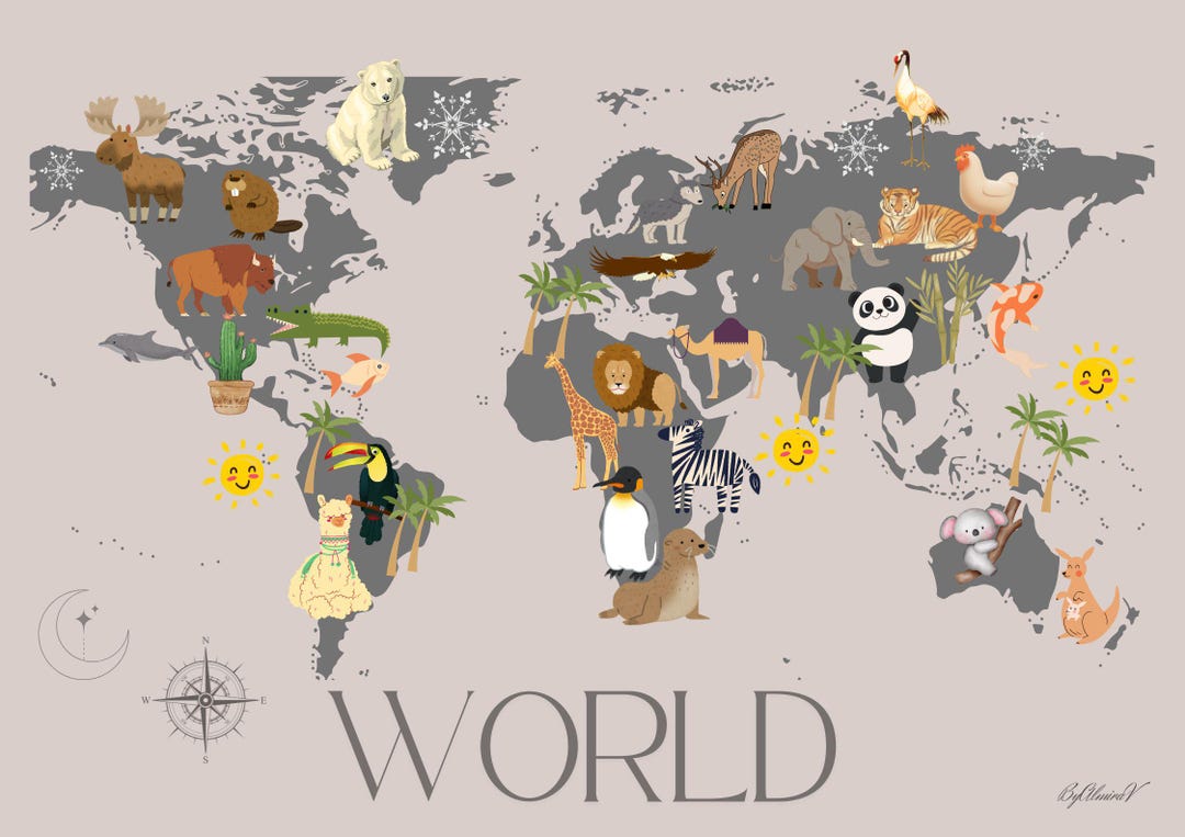 World Map - Kids Poster - Etsy