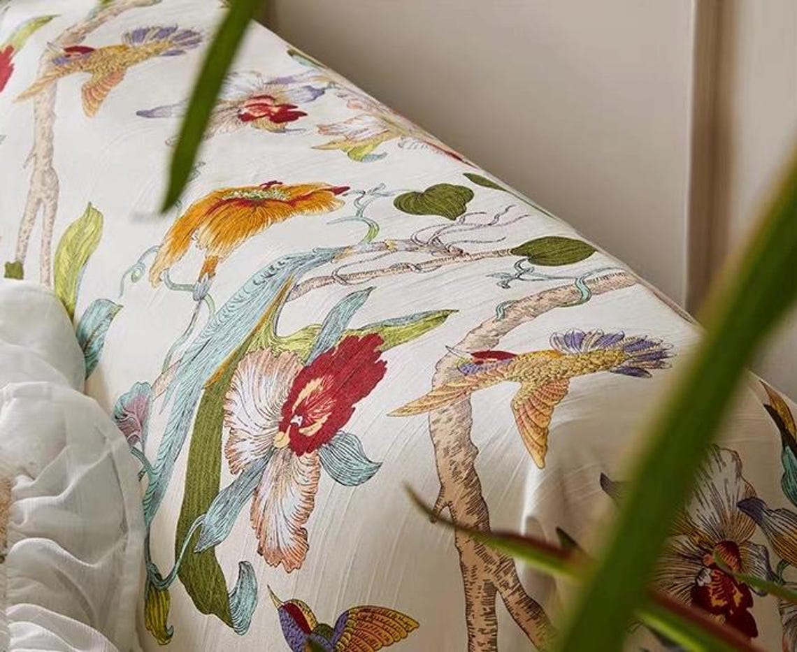 Custom Couch Covers, Garden Floral Birds Pattern, Slipcovers With ...