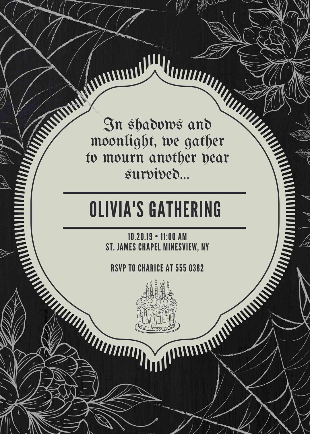 Goth Birthday Invitation | Emo Party Invite | Witchy Birthday Dark ...