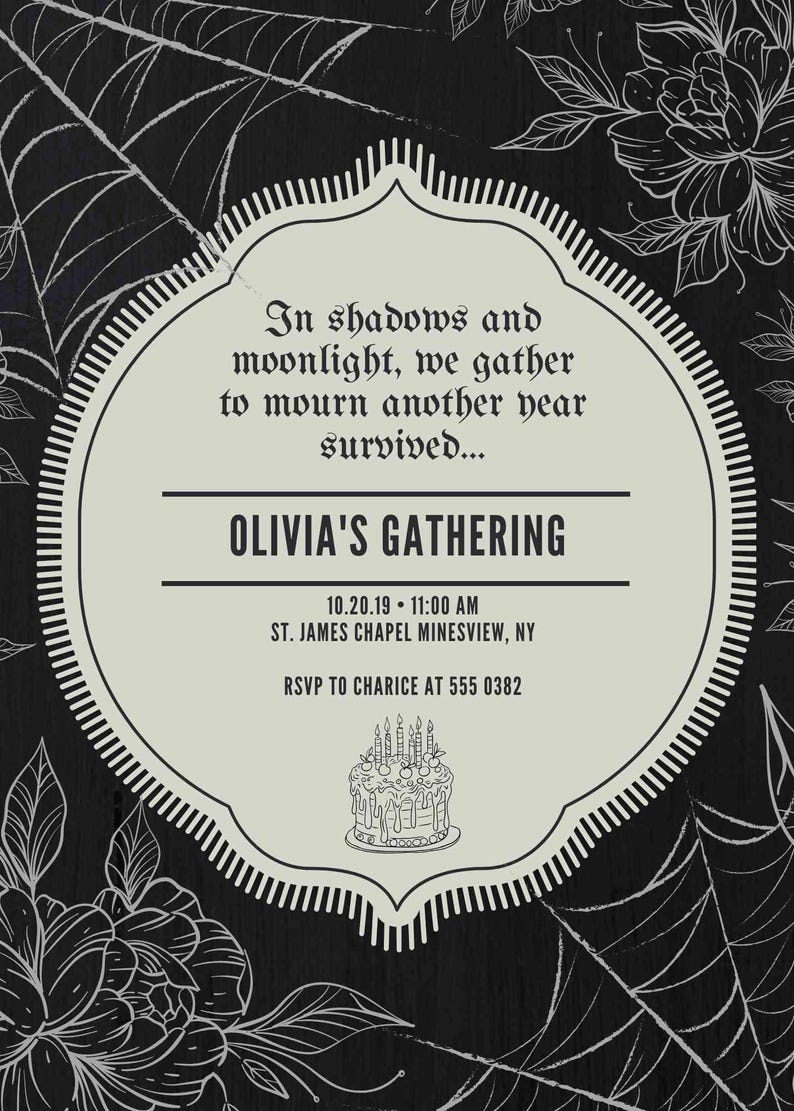 Goth Birthday Invitation | Emo Party Invite | Witchy Birthday Dark ...