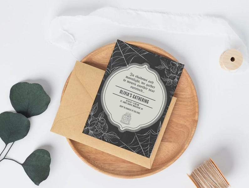Goth Birthday Invitation | Emo Party Invite | Witchy Birthday Dark ...