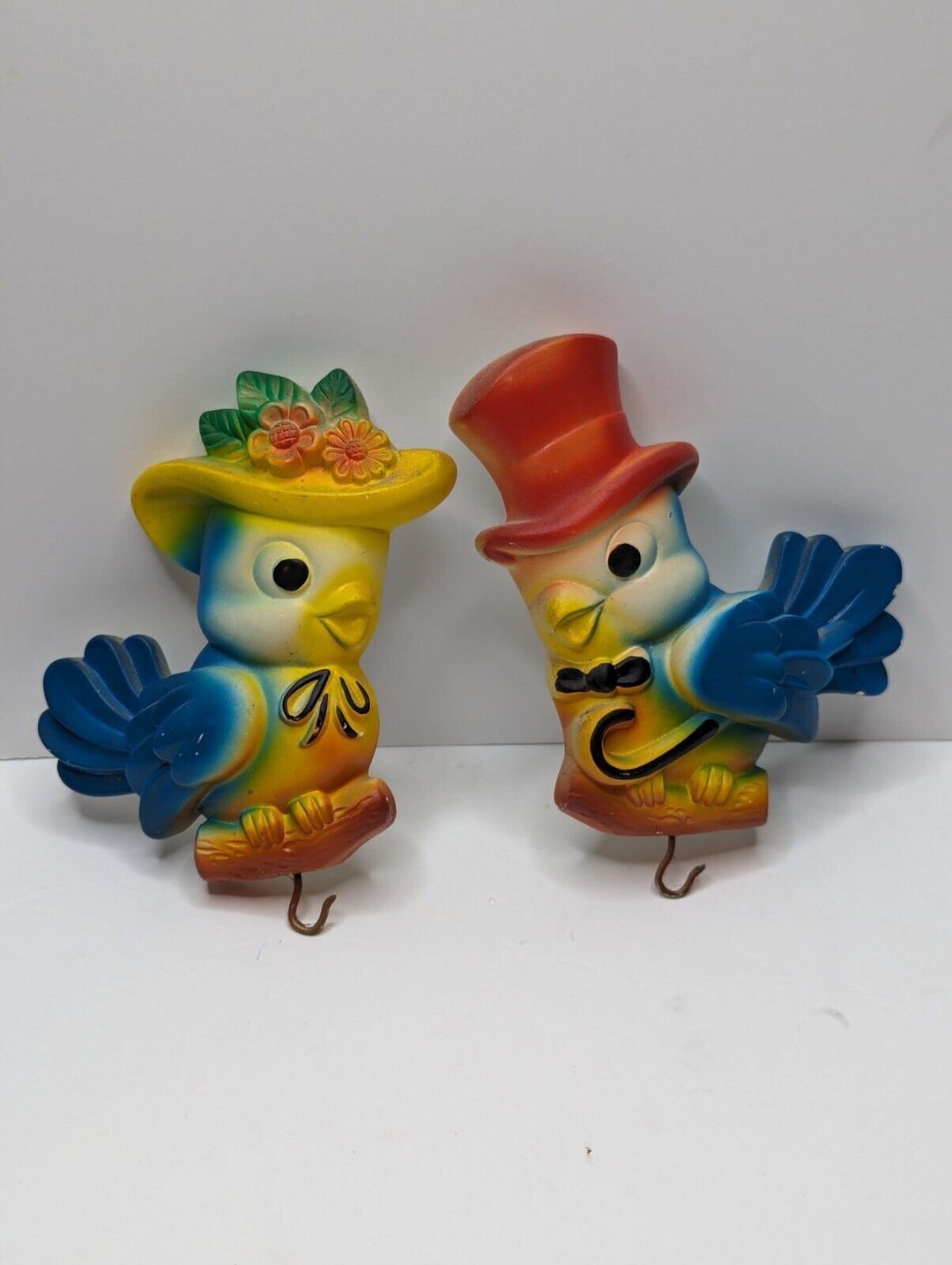 Miller Studios Chalkware Hangers MR MRS BLUEBIRD Wall Hooks 1972 ...