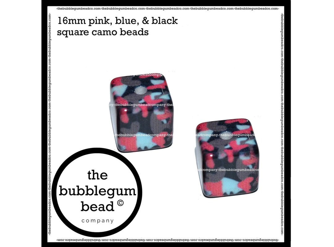 16mm-square CAMO BEADS Quantity 2 the Bubblegum Bead Company - Etsy
