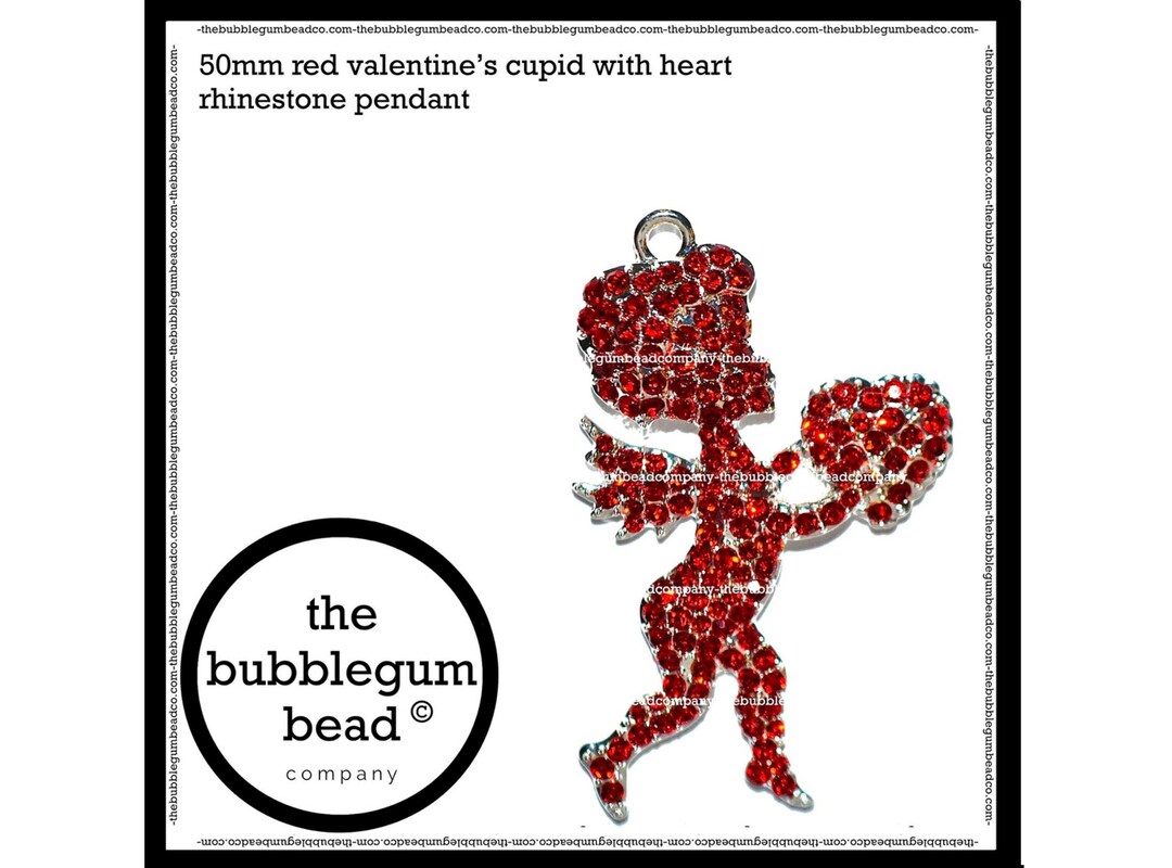50mm-red RHINESTONE CUPID Valentines Rhinestone Pendant, Key Chain ...