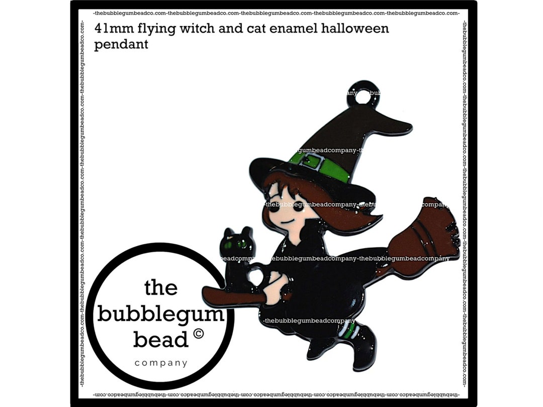 41mm-flying WITCH HALLOWEEN Chunky Necklace Pendant for Keychains ...
