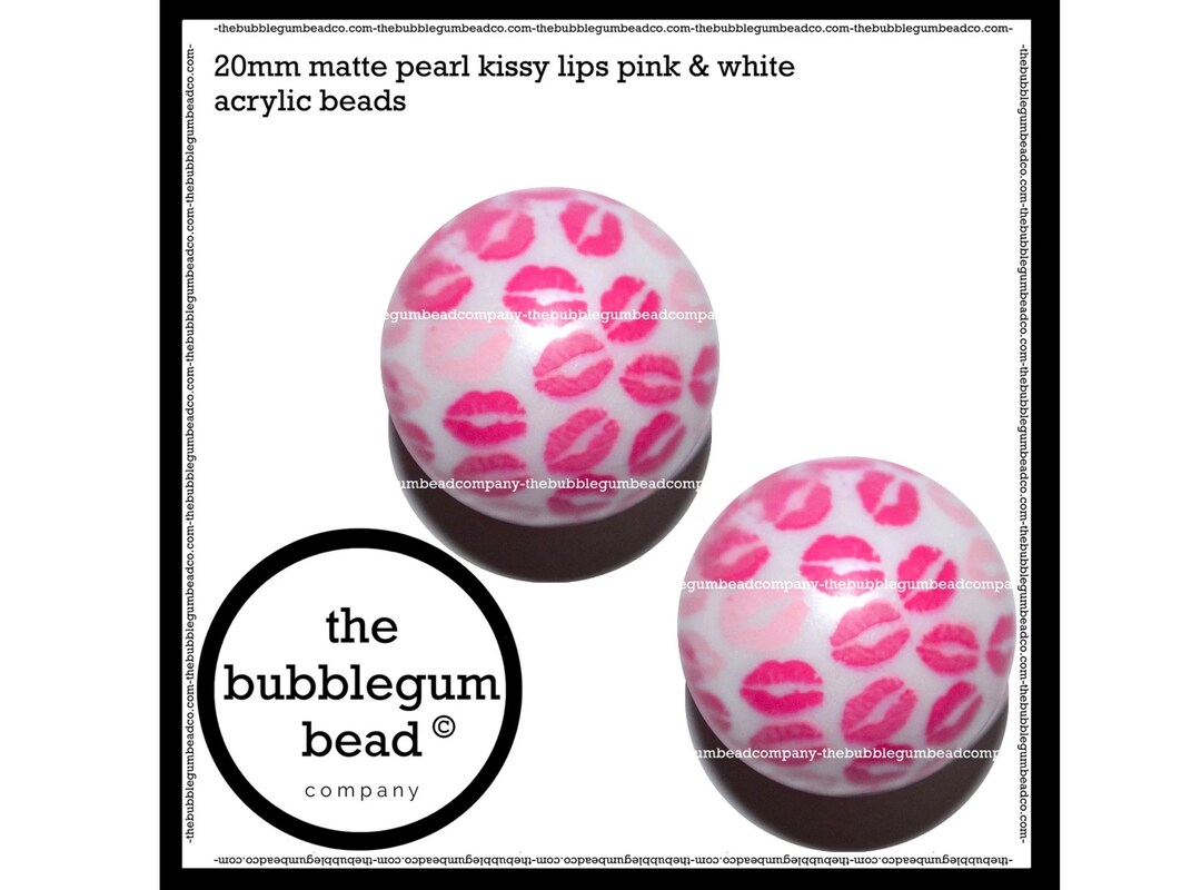 20mm-kissy LIPS PRINTED Acrylic Bubblegum Beads - Etsy