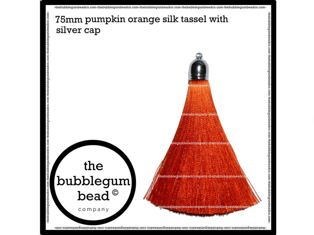 75mm-pumpkin ORANGE SILK Satin Tassel With Silver Cap - Etsy