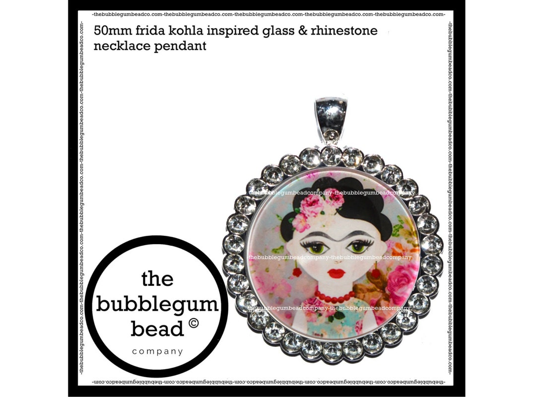 50mm-frida KAHLO INSPIRED Rhinestone/glass Pendant, Key Chain Charm ...