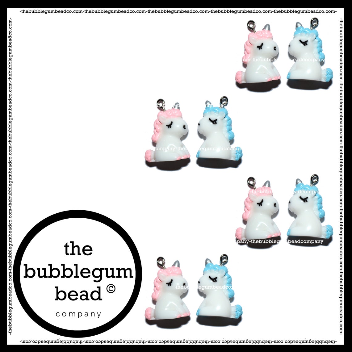 24mm-PINK or BLUE UNICORN Charm Kawaii Unicorn Gumball | Etsy