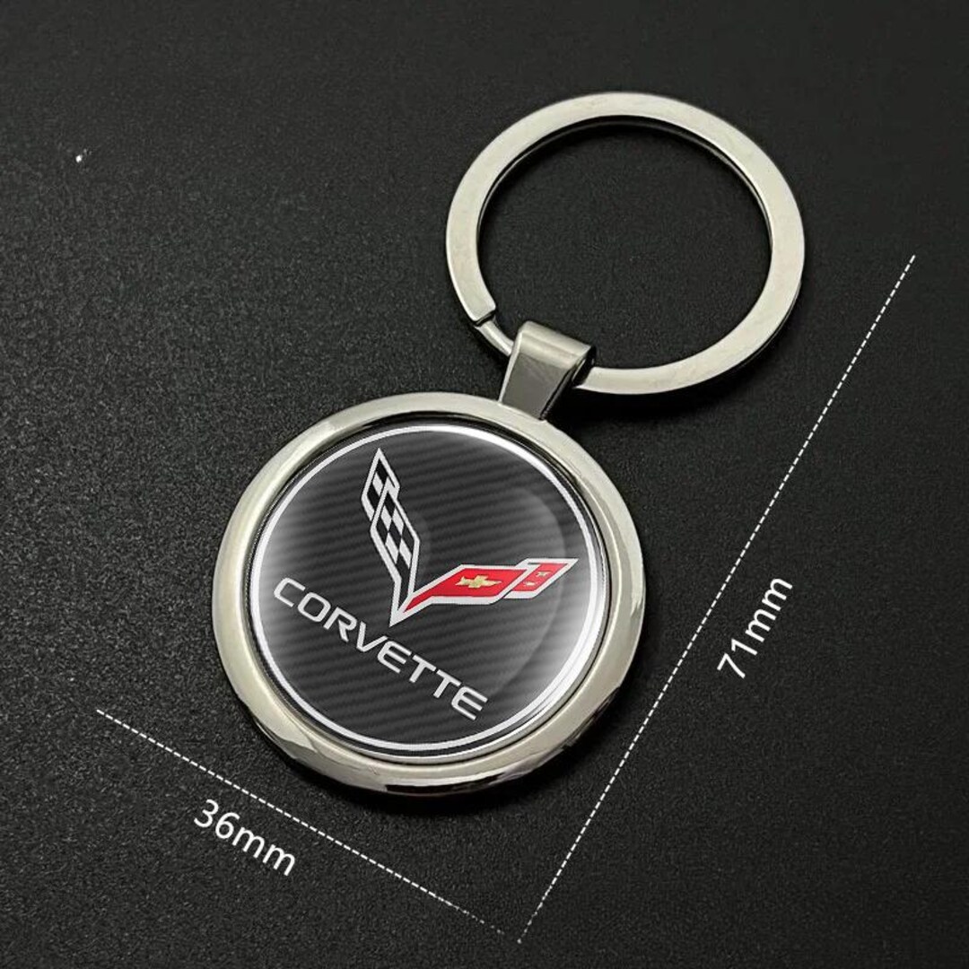 Corvette Metal Keychain Emblem Logo | Stainless Steel Key Fob ...