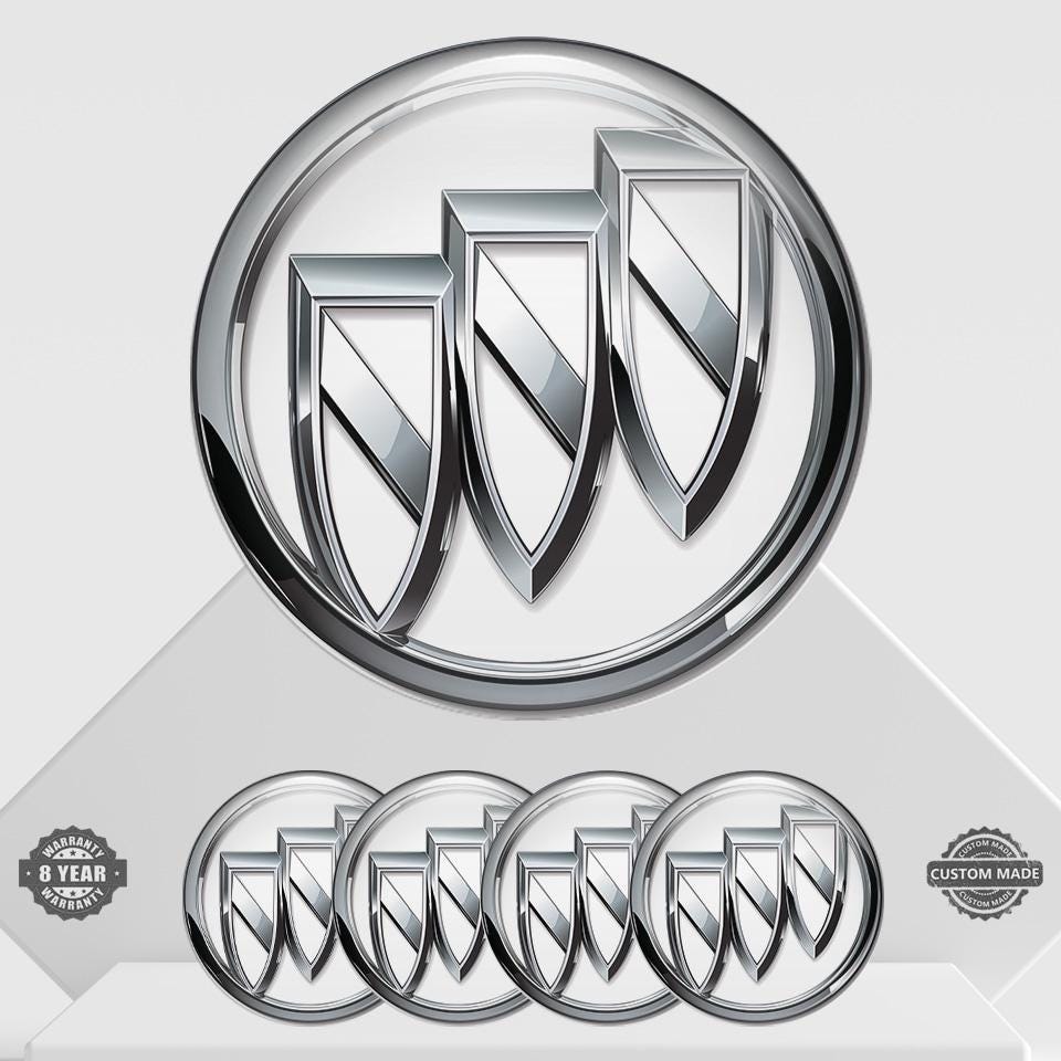Buick Stickers Domed Hub Emblem Logo 4 Pcs Glossy Resin Epoxy Decals ...