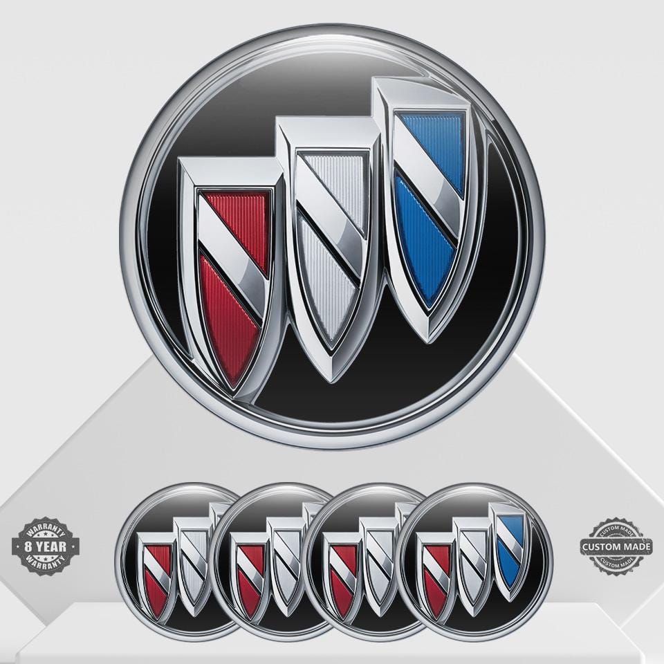 Buick Domed Stickers Hub Emblem Badges Logo 4 Pcs Glossy Resin Epoxy ...