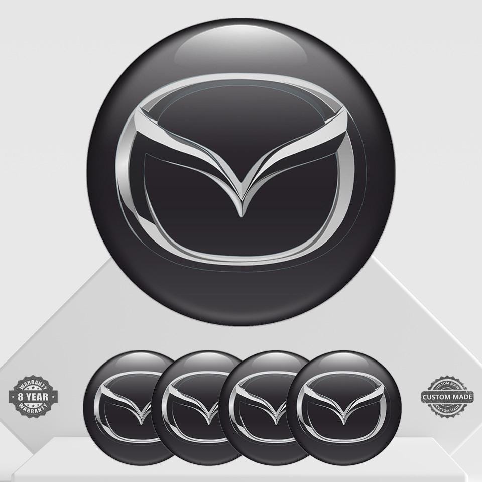 Mazda Logo Stickers Domed Wheel Center Caps Rims Glossy Hub Emblem ...