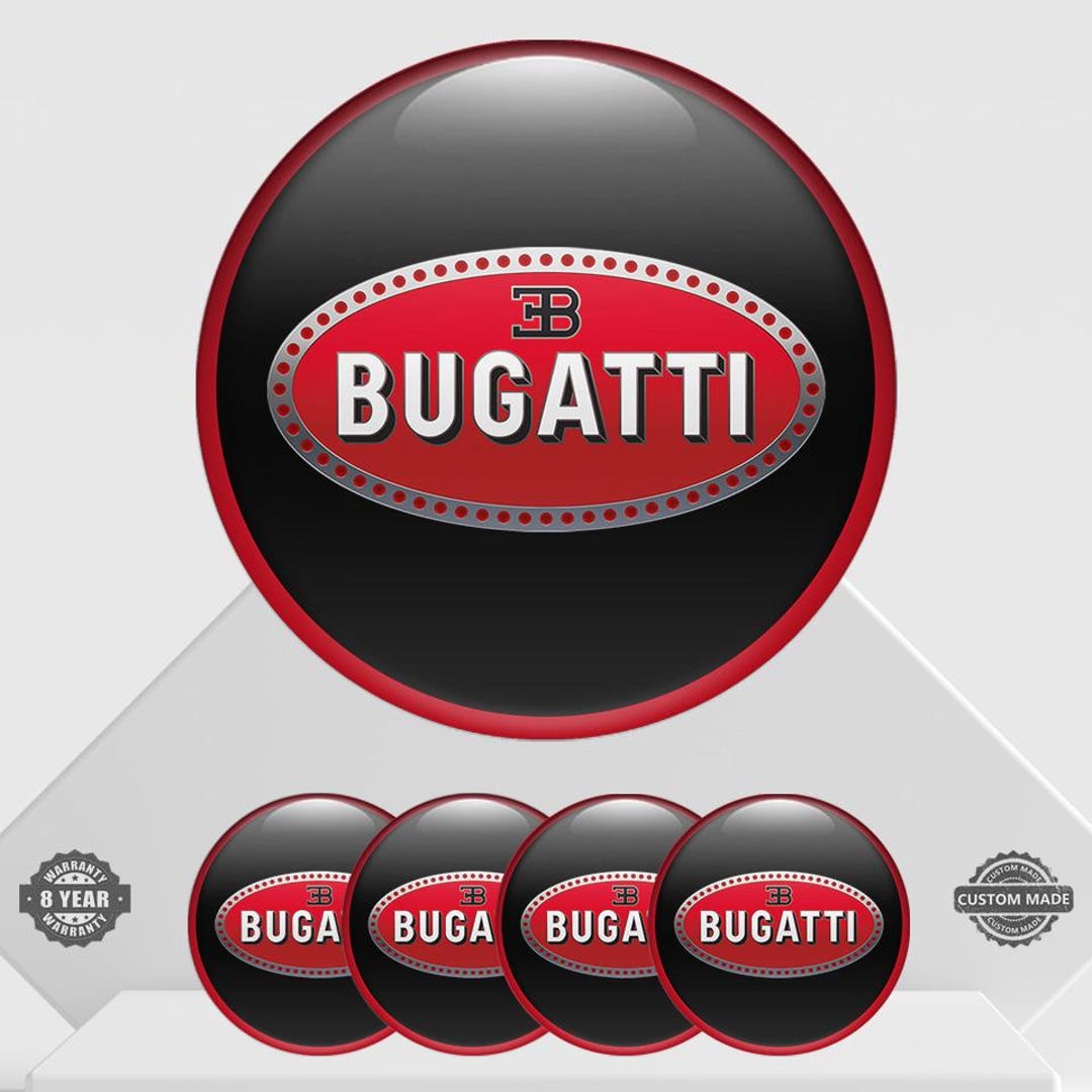 Bugatti Epoxy Domed Stickers Hub Emblem Logo 4 Pcs Glossy Resin Decals ...