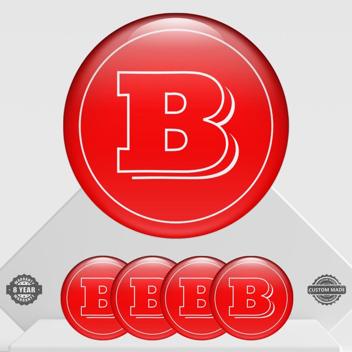 Brabus Domed Stickers Hub Emblem Logo 4 Pcs Glossy Resin Epoxy Decals ...