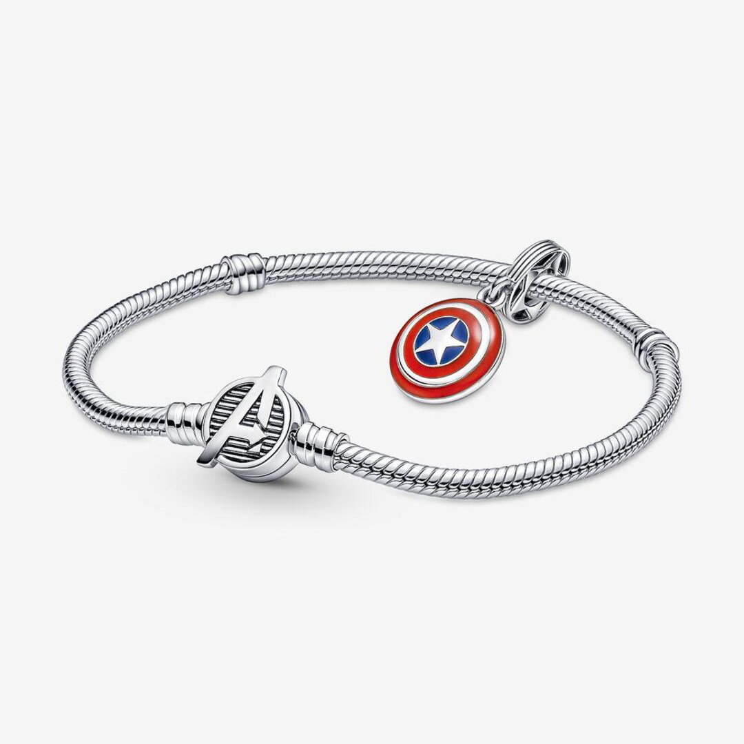 Pandora Ale S925 Silver Captain America Charm and Bracelet - Etsy