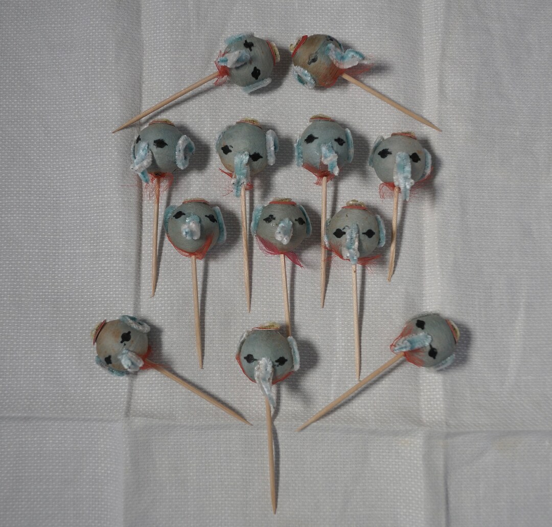 Vintage Spun Cotton and Pipe Cleaner Japan ELEPHANT Picks Hors Doeuvres ...
