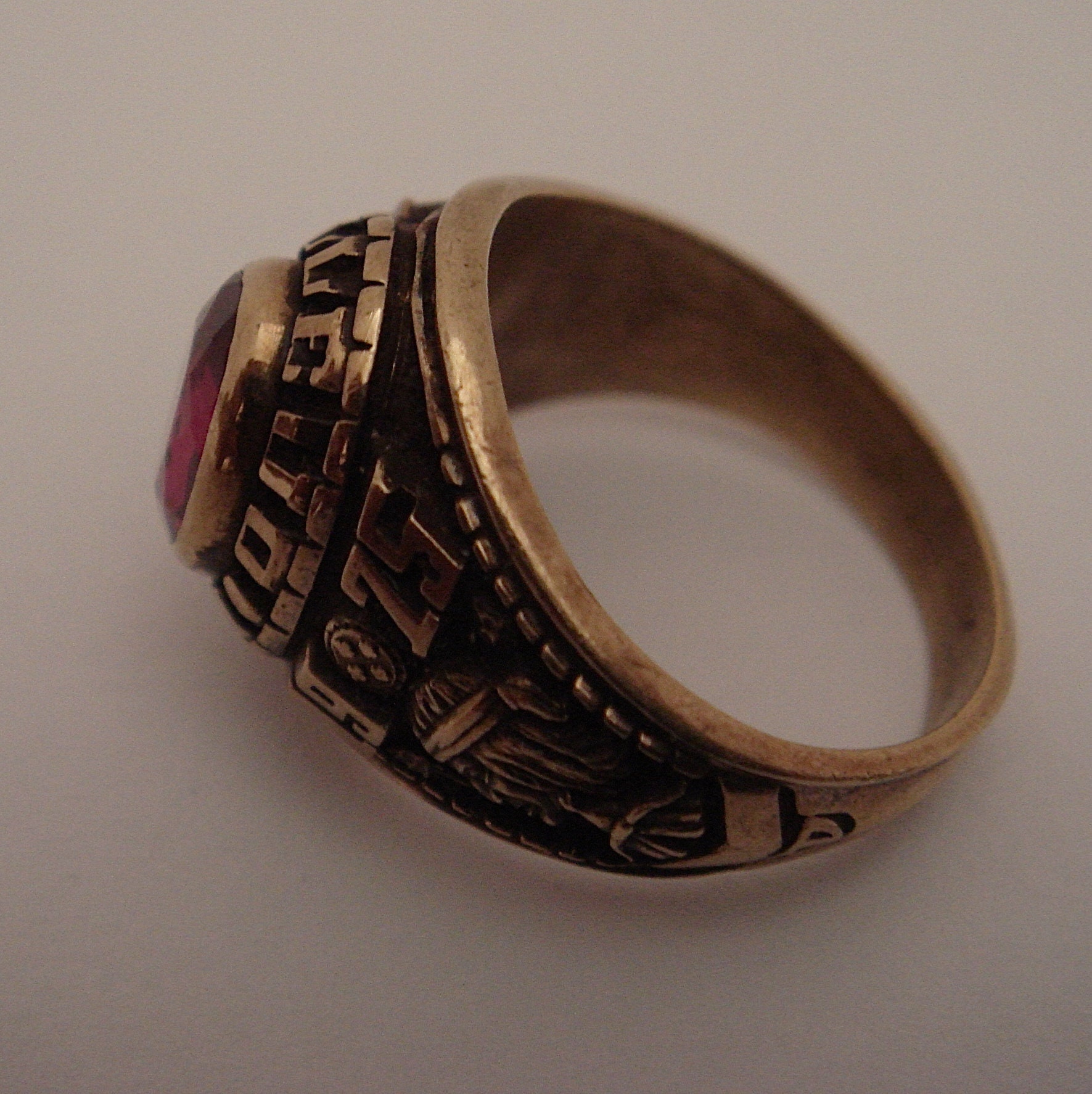 Vintage 1970s Solid 10K Gold High School Class Ring Sz 5. 10K Gold Ruby ...