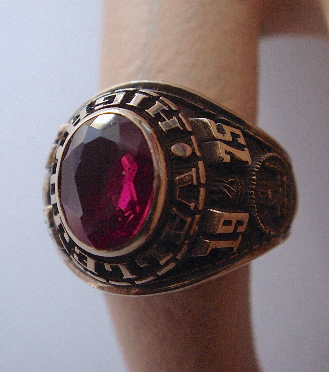 Vintage 1970s Solid 10K Gold High School Class Ring Sz 5. 10K Gold Ruby ...