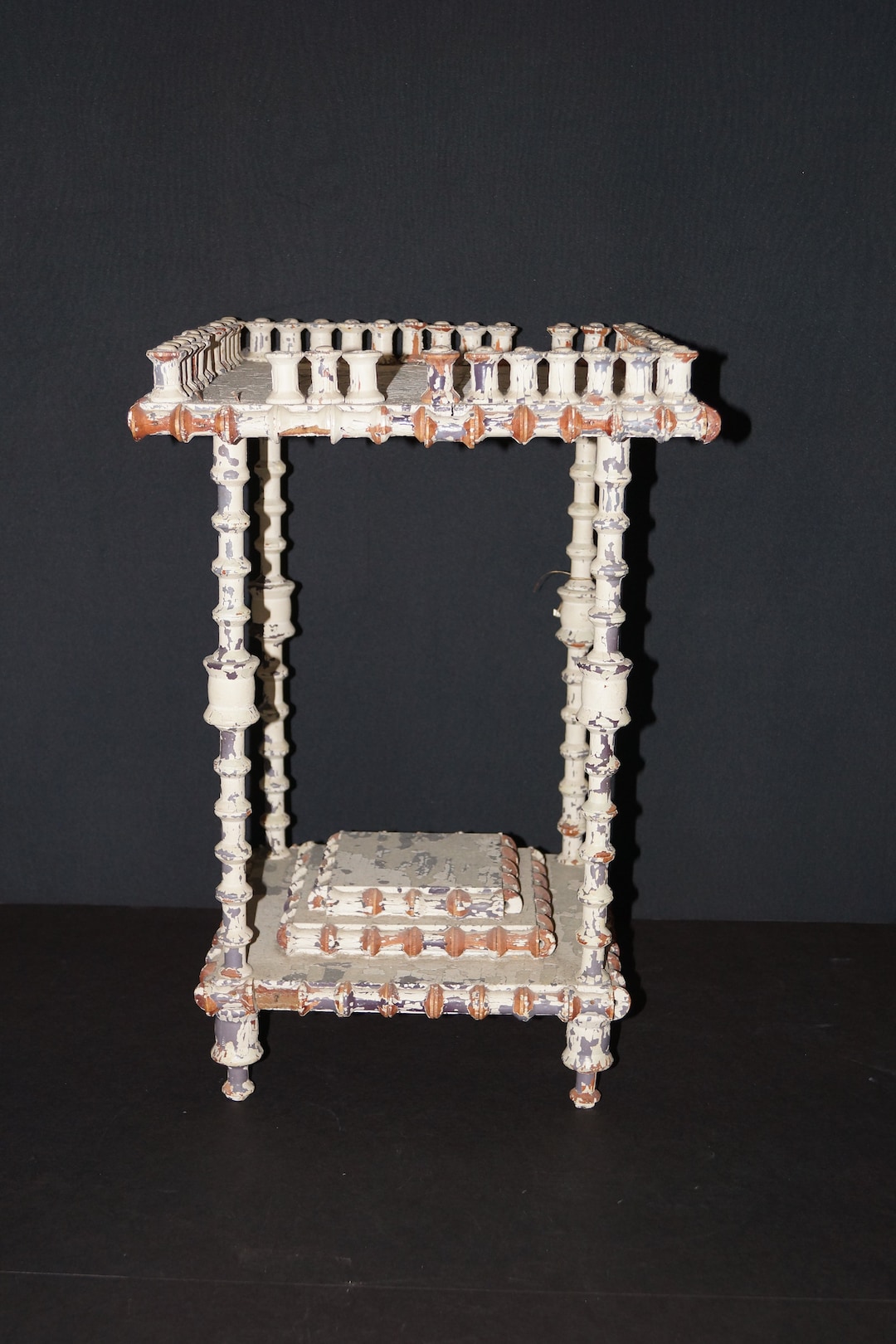 Victoria Era FOLK ART Wooden Spool Table. Whimsical Rare Handmade ...