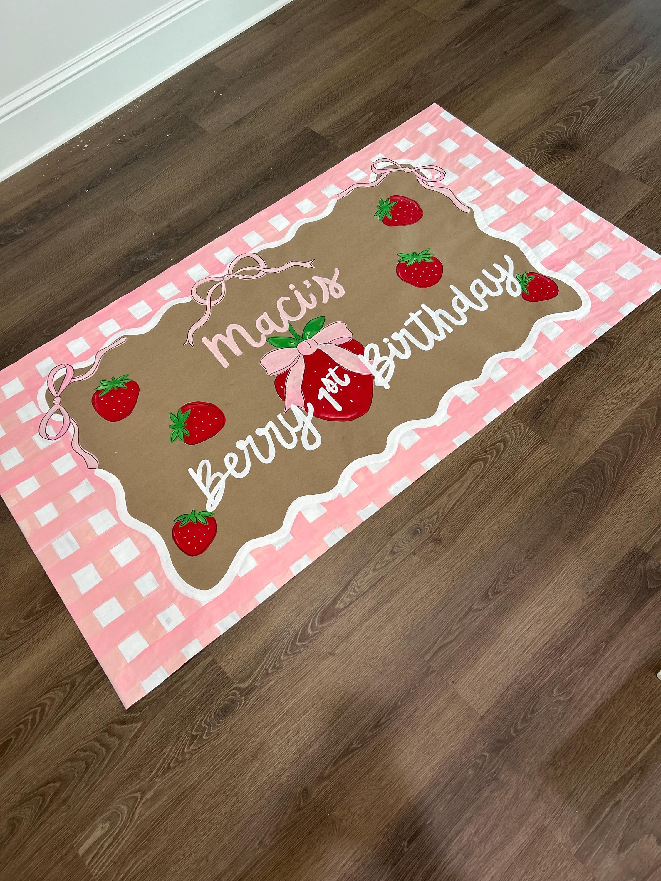 Custom Hand Painted Berry 1st Birthday Banner - Etsy
