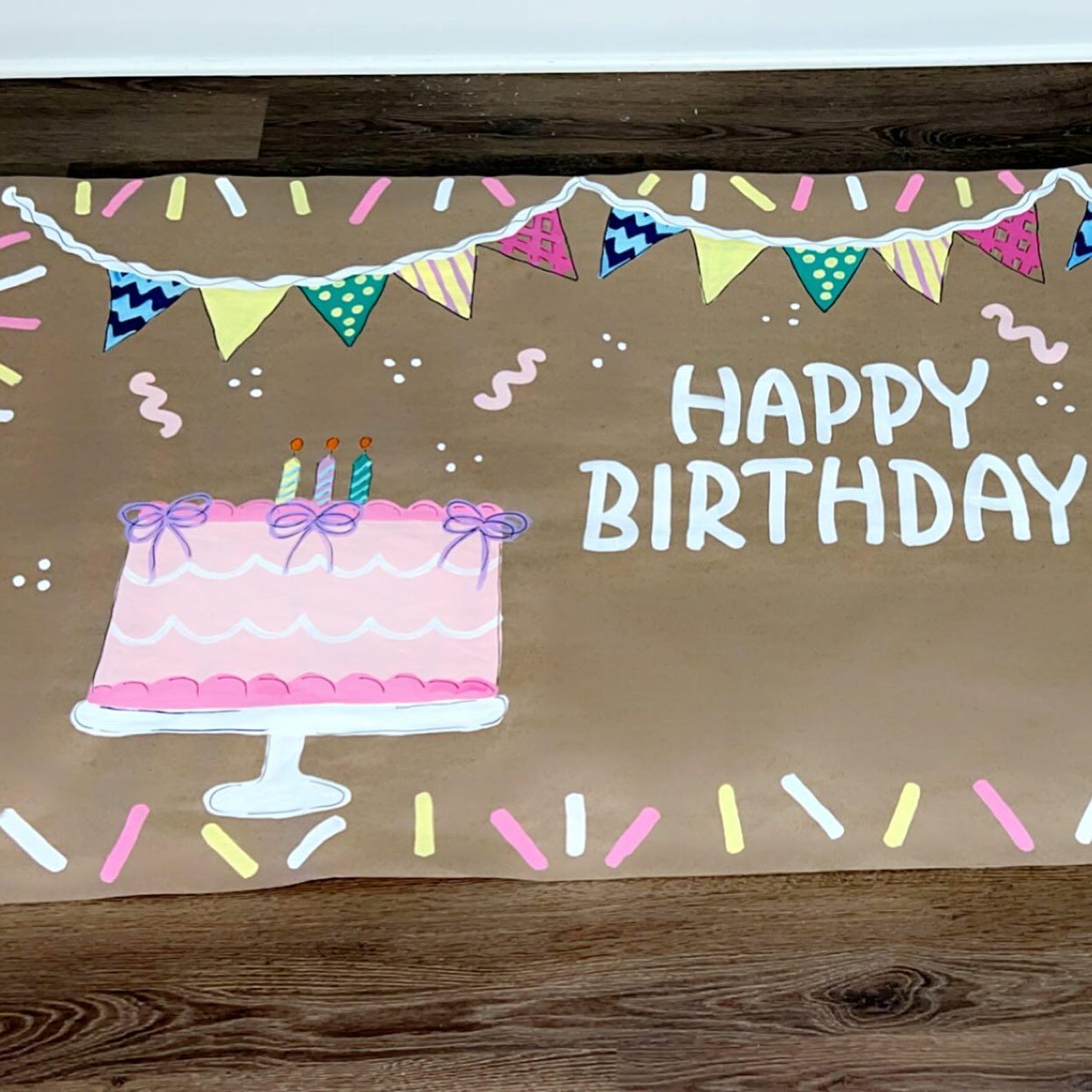 Custom Hand Painted Birthday Banner Brown Paper - Etsy