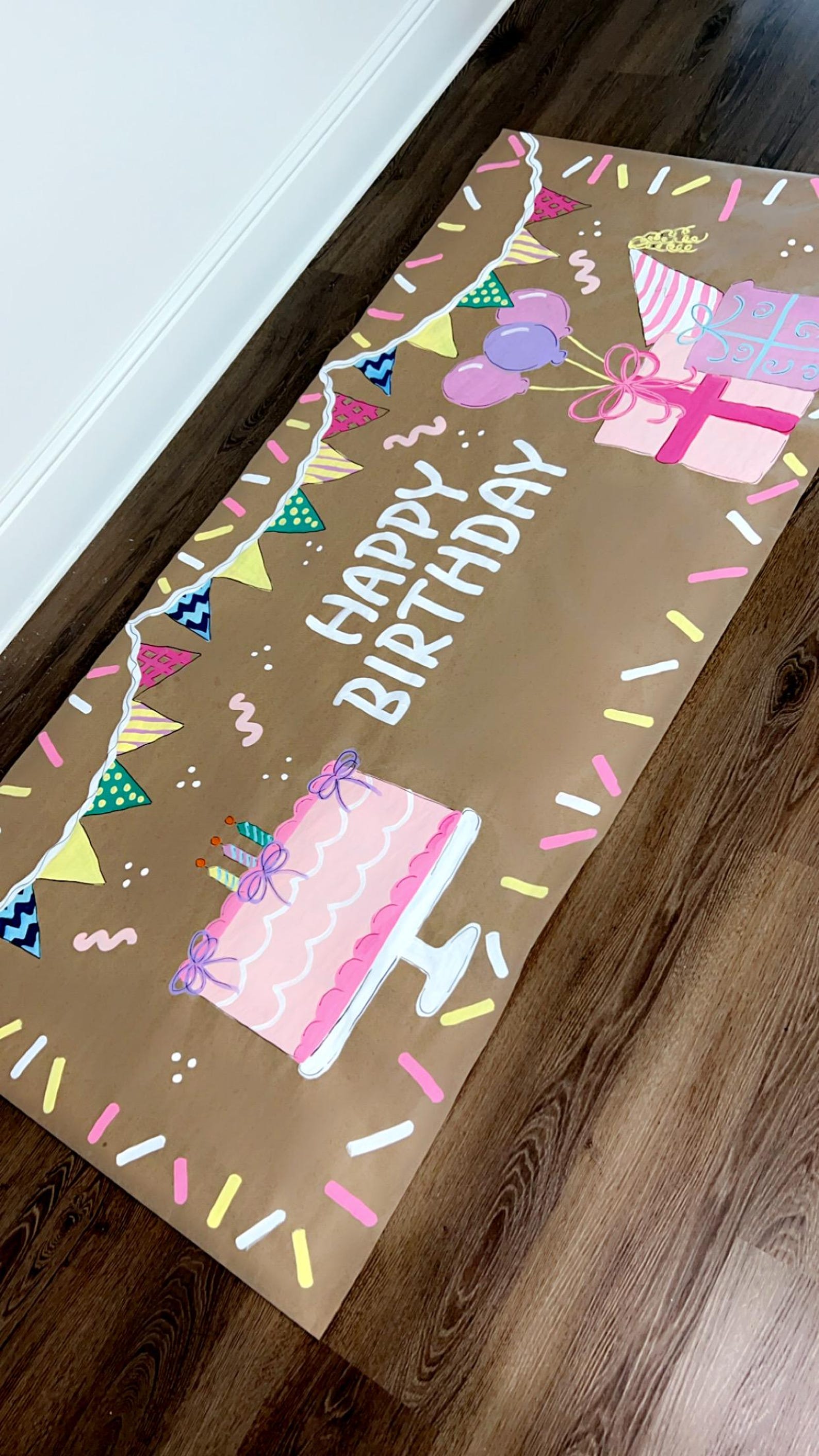 Custom Hand Painted Birthday Banner Brown Paper - Etsy