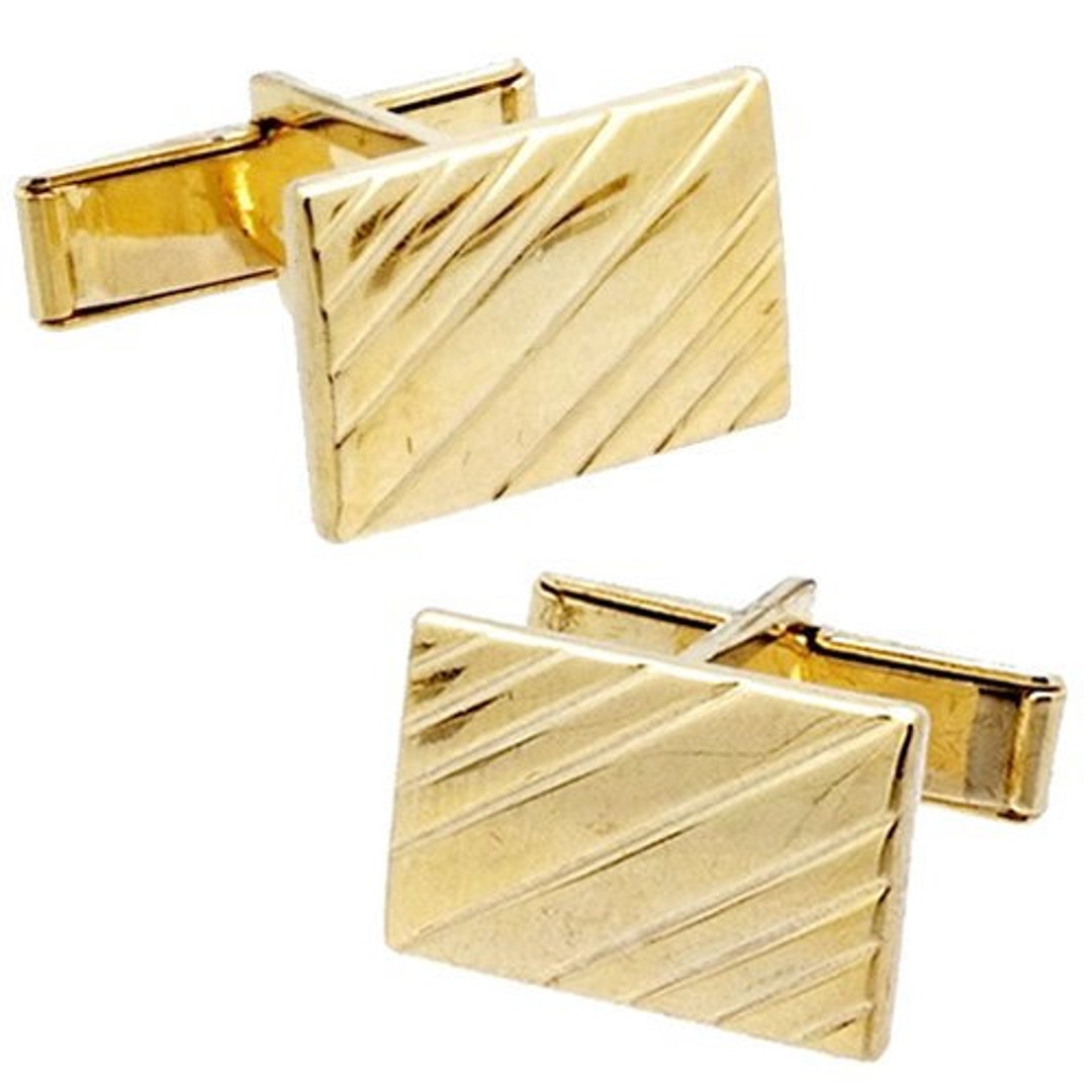 Antique/vintage Gold Tone Rectangle Cufflinks #1414 - Etsy