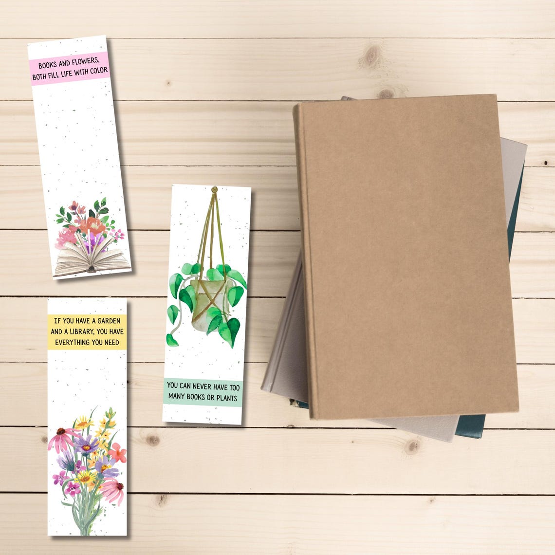 Garden Lover Bookmark Set | 2x6 Printable Bookmark Set of 3 | Book ...