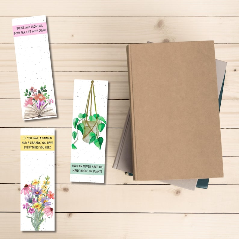 Garden Lover Bookmark Set | 2x6 Printable Bookmark Set of 3 | Book ...