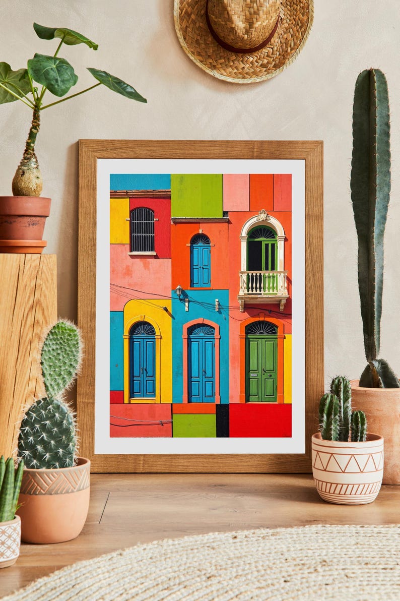 Cuba Architecture Print: Vibrant Geometric Wall Art (digital Download ...