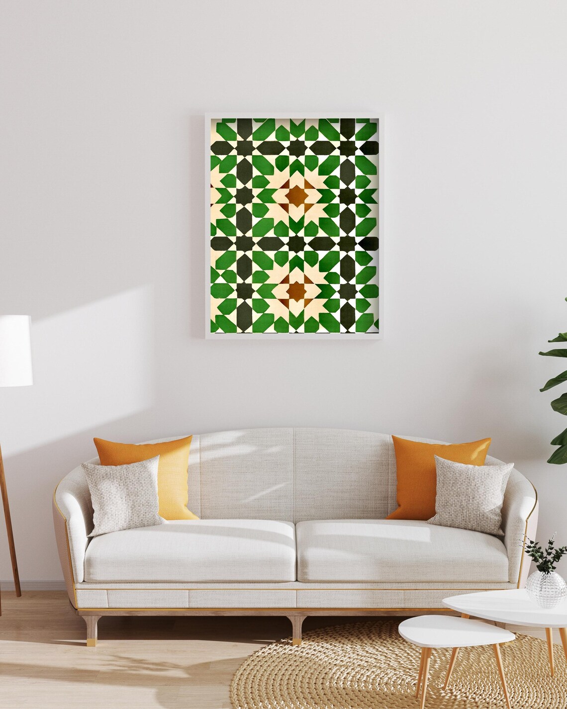Green Moroccan Zellij Art Print | Islamic Geometric Tile (digital ...