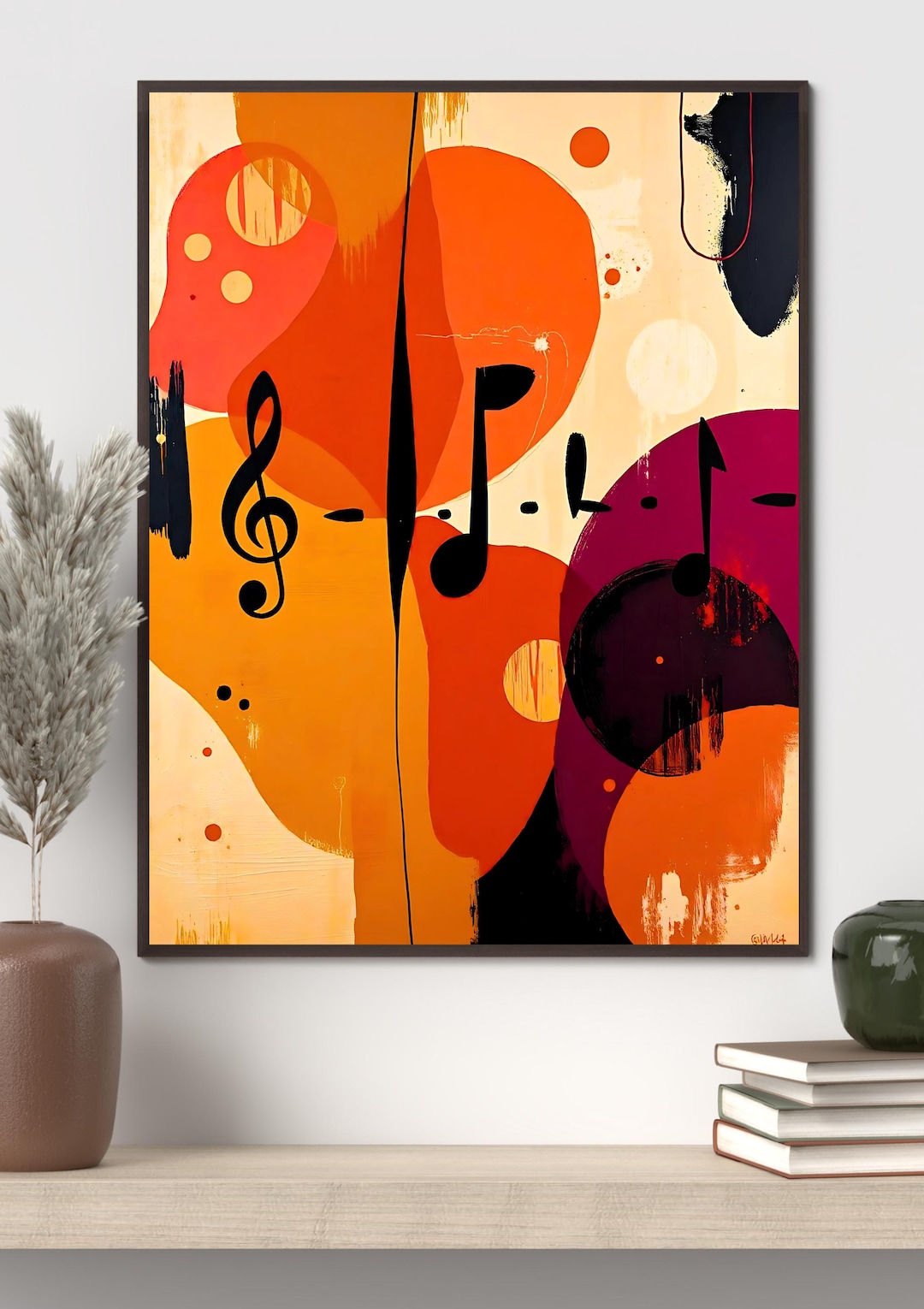 Music Notes Abstract Art Print: Colorful Modern Painting (digital ...