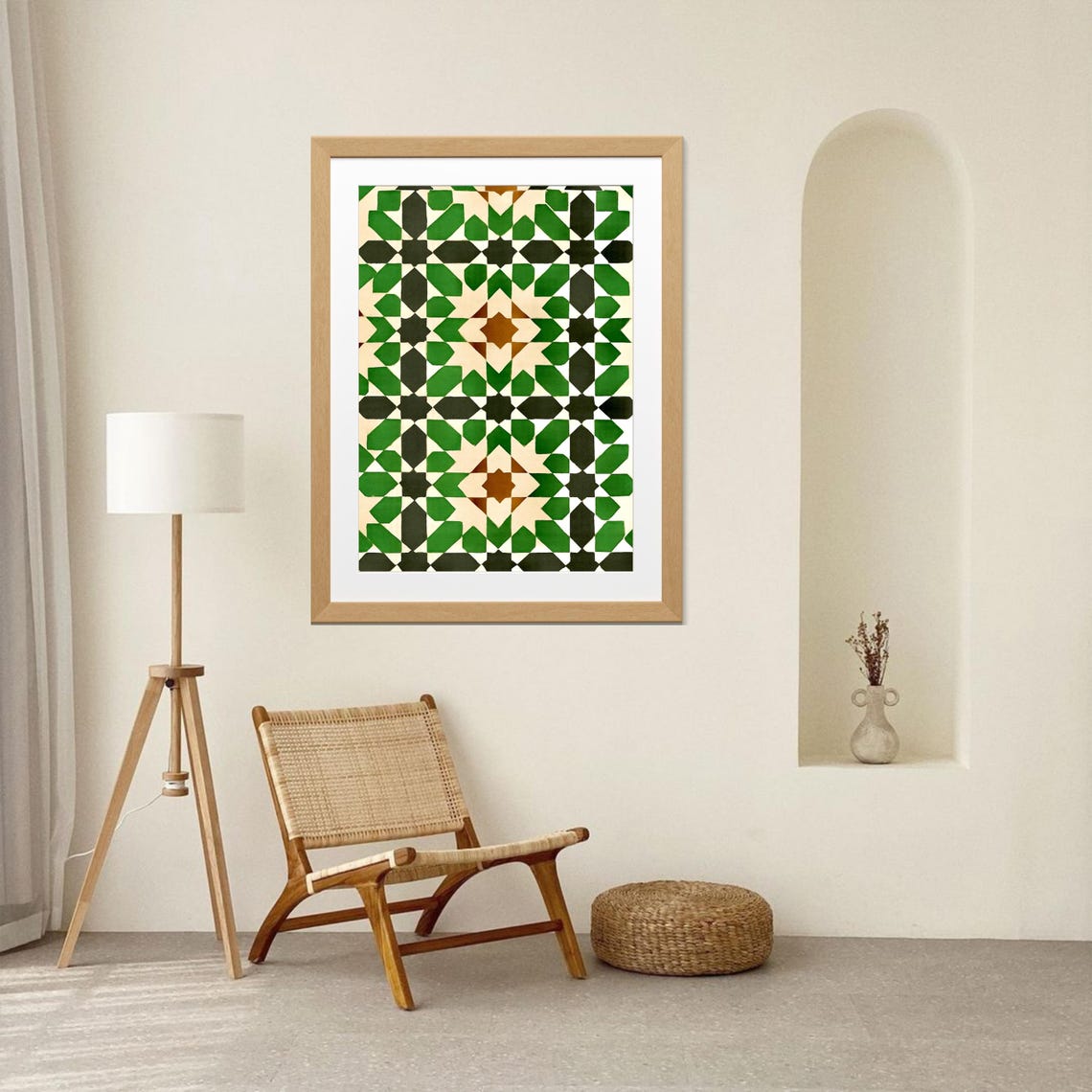 Green Moroccan Zellij Art Print | Islamic Geometric Tile (digital ...