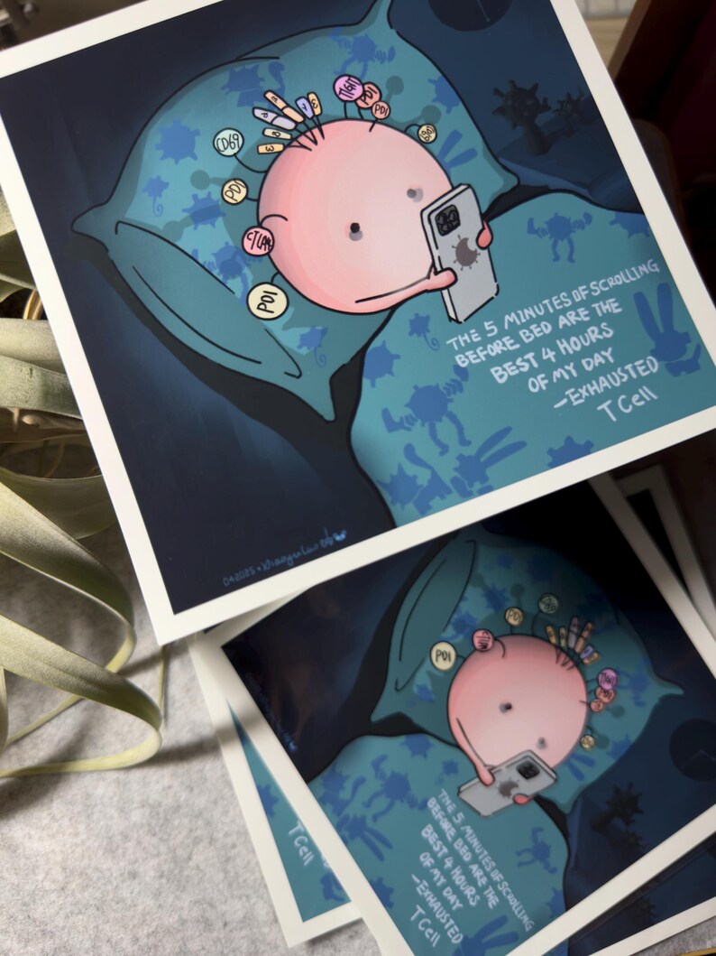 Exhausted T Cell Art Print: Funny Immunology Lab Humor, Gift for ...