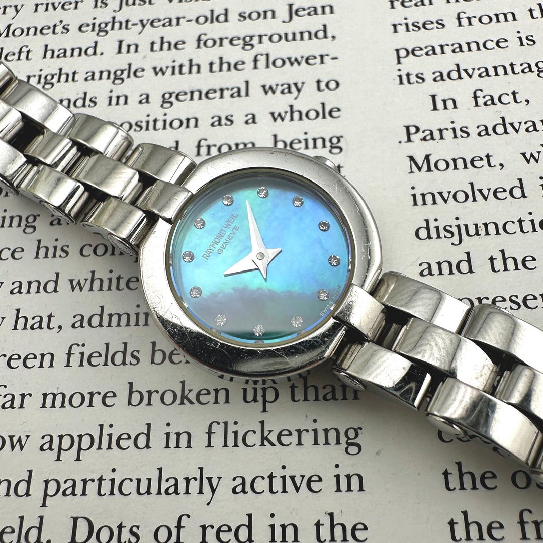 Raymond Weil Genève Allegro Silver Tone Watch Blue Mother of Pearl Dial ...