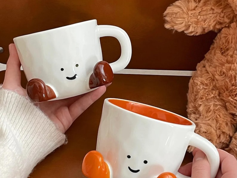 Kawaii Foot Shaped Ceramic Mug – Cute Hand Pinch Milk Cup, Funny Coffee ...