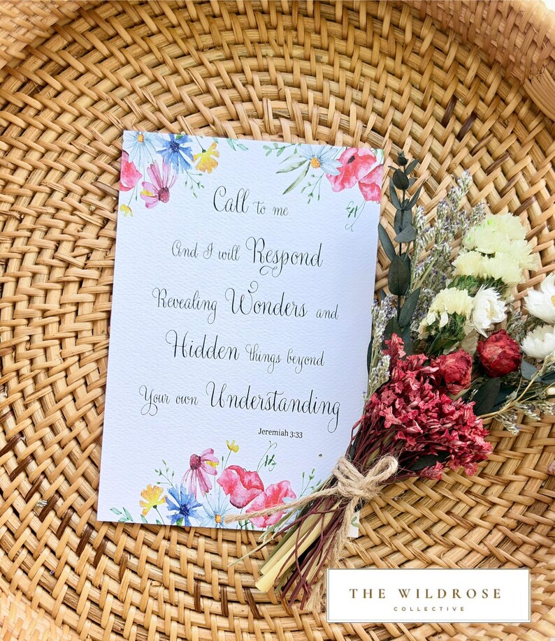 Jeremiah 33:3 Bible Scripture in Floral Art | Gold Frame Christian ...