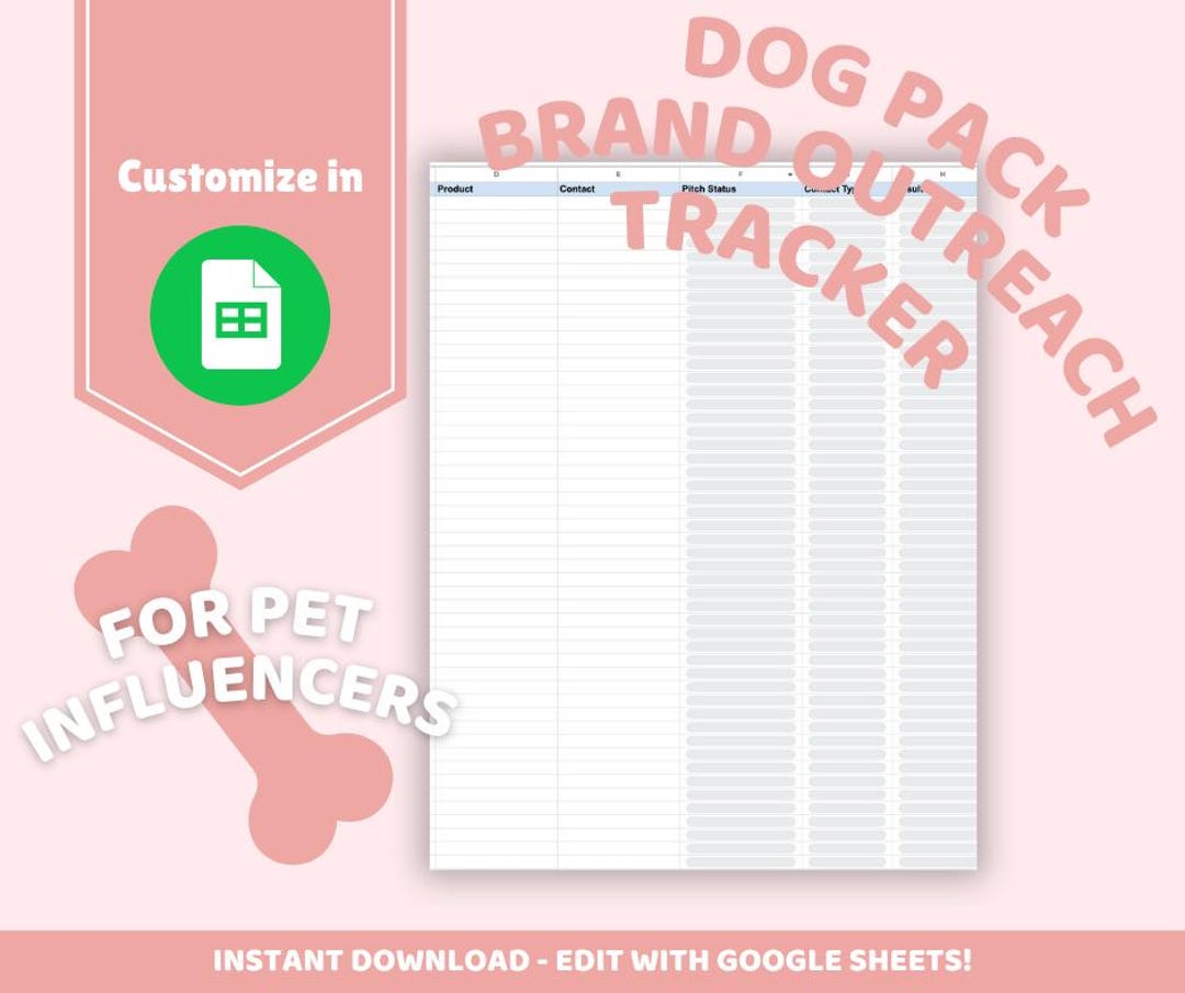 Pet Influencer Brand Outreach Tracker | Google Sheets Template | UGC ...