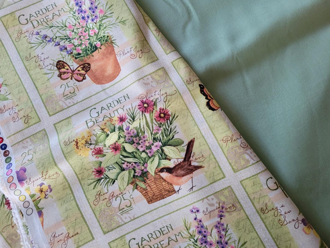 Garden Blessings Block Print Fabric - Etsy