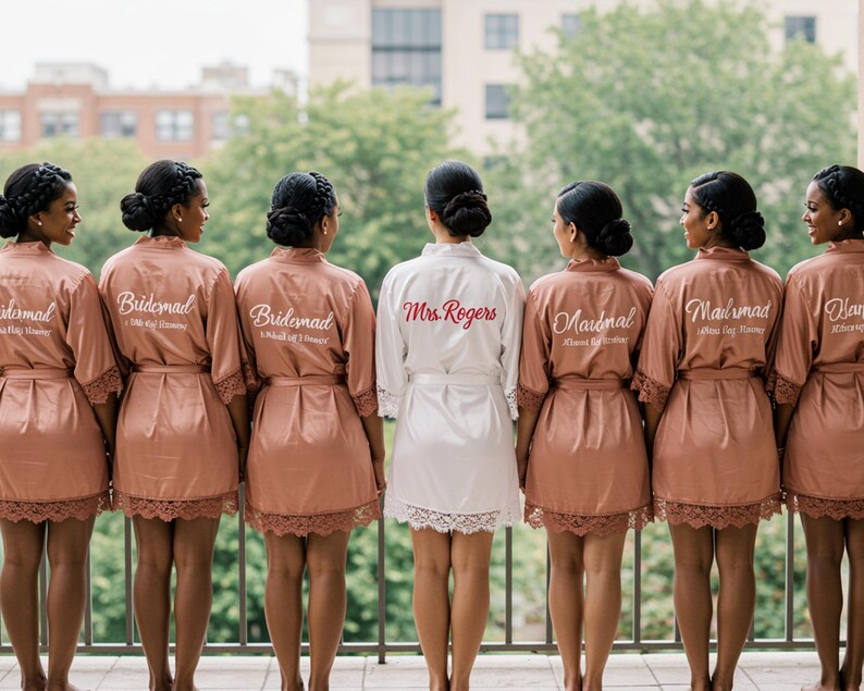 Personalized Satin Lace Robes, Custom Lace Robe, Bridesmaid Robes ...