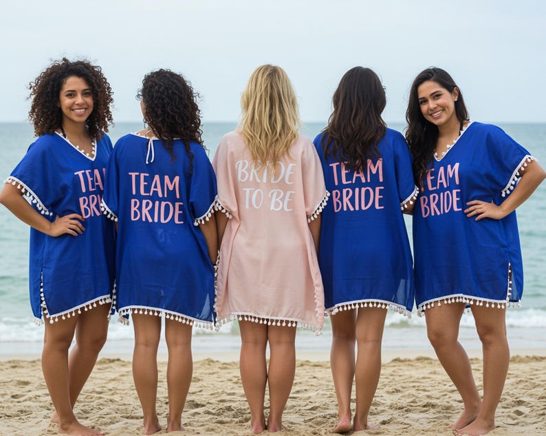 Personalized Beach Cover Ups, Custom Bride Squad Swim Cover Ups With ...