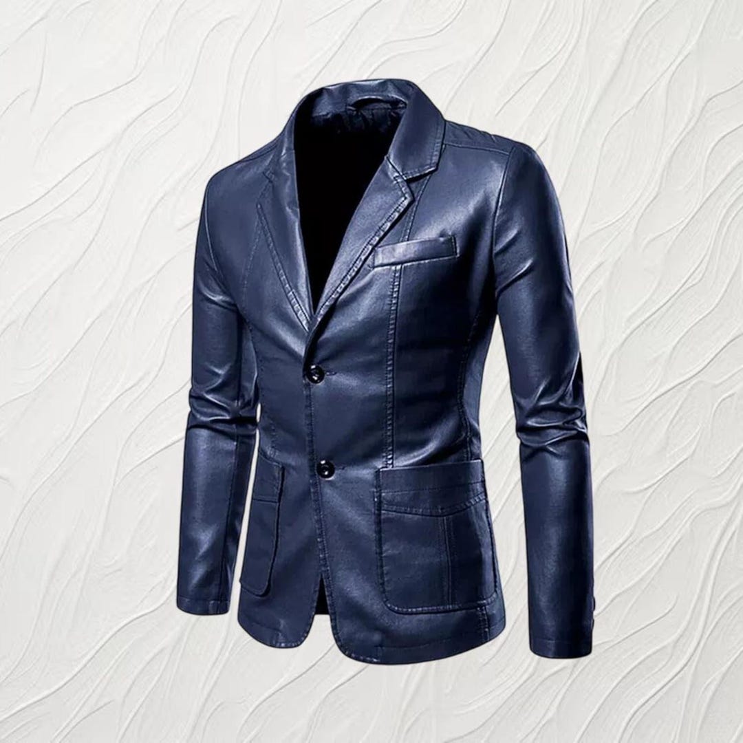 New Arrival in Men Blue Blazer Leather Coat for Gents Party Wear ...
