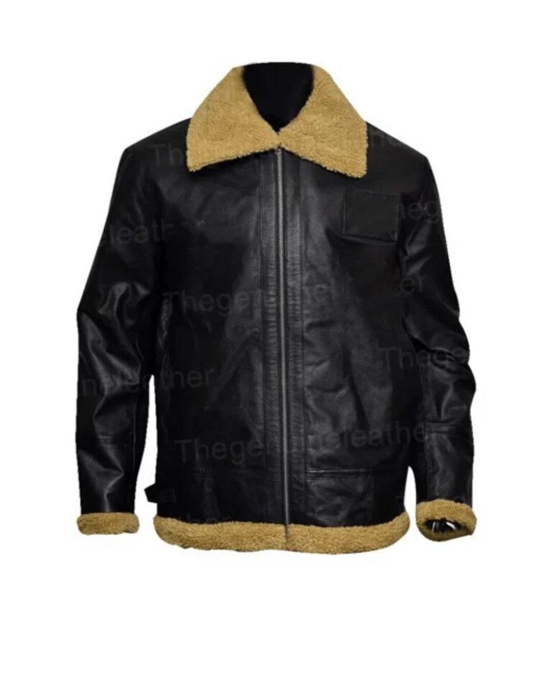 Men’s Black Aviator Jacket – Real Leather Bomber Coat With Shearling ...
